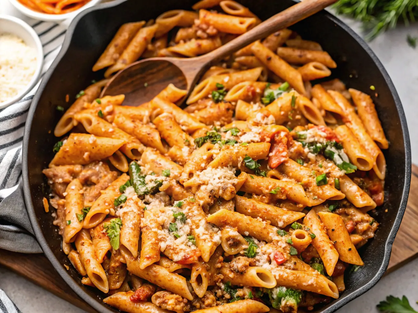 Easy One-Skillet Cheesy Ground Chicken Pasta Recipe
